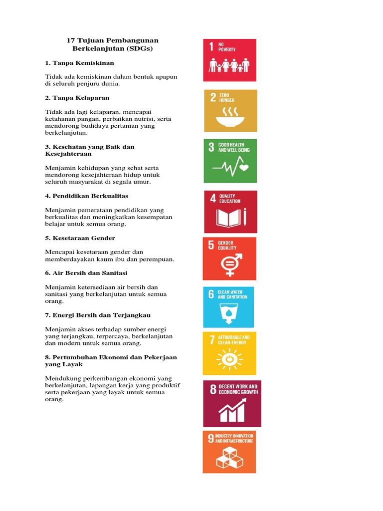 17 Tujuan Pembangunan Berkelanjutan | PDF