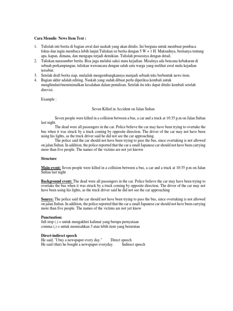 Cara Menulis News Item Text | PDF | Punctuation | Vehicle Technology