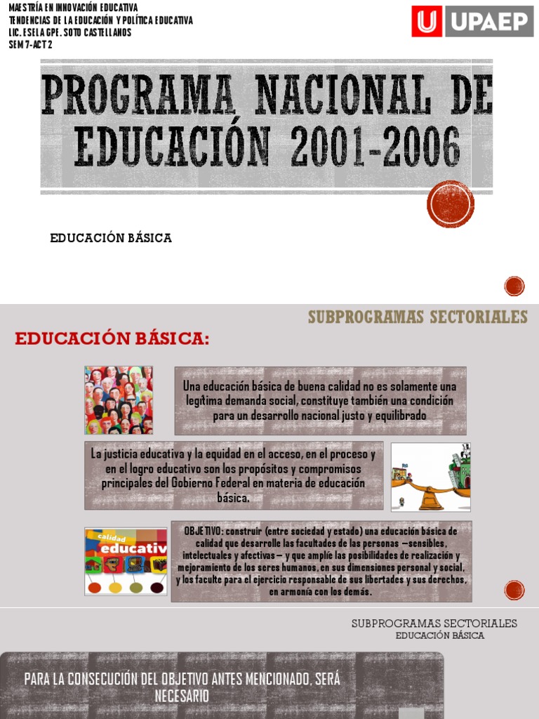 Programa Nacional Educación 2001-2006 | PDF | Educación primaria | Tecnología de información y ...