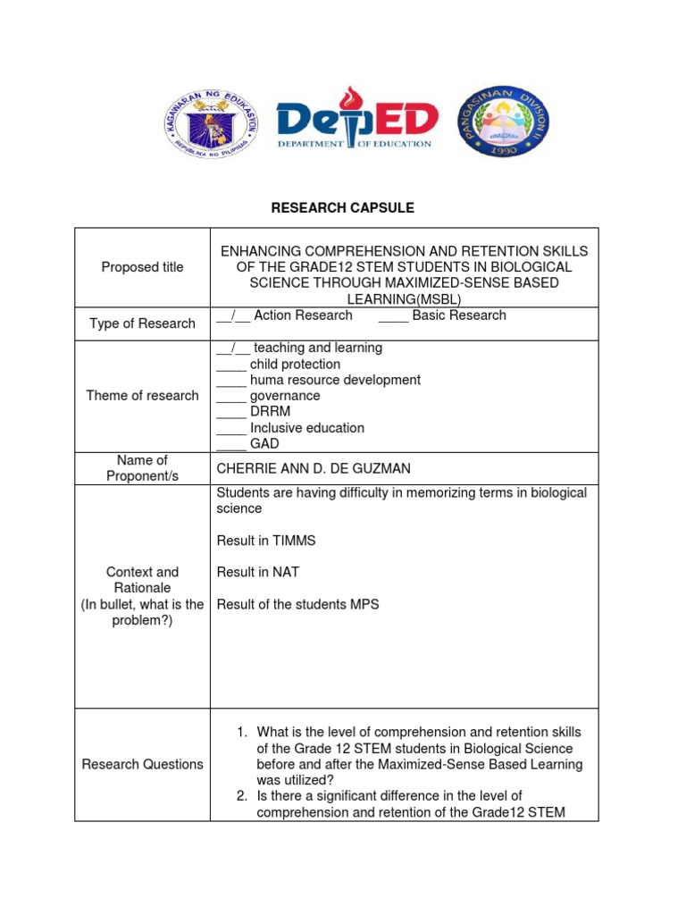 Research Capsule | PDF | Science, Technology, Engineering, And ...