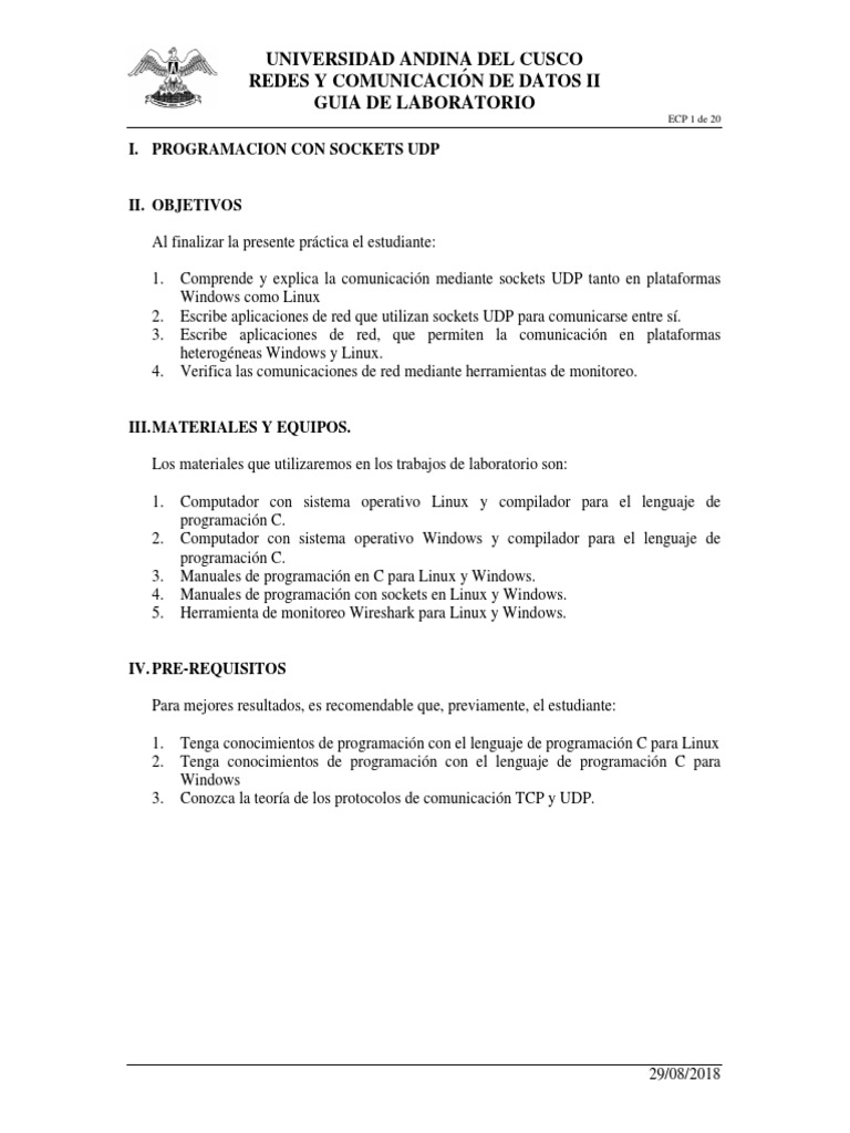 Programacion Con Sockets UDP PDF | PDF | Zócalo de red | Protocolo de ...