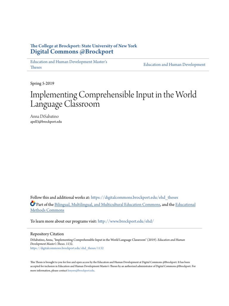 Implementing Comprehensible Input in The World Language Classroom | PDF ...