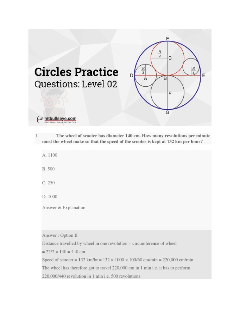 Circle Word Problems | PDF | Circle | Area
