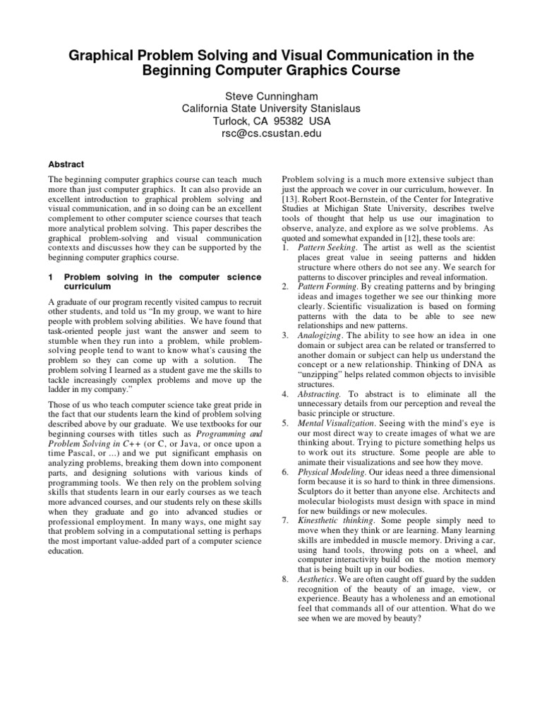 Graphical Problem Solving and Visual Communication in The Beginning ...