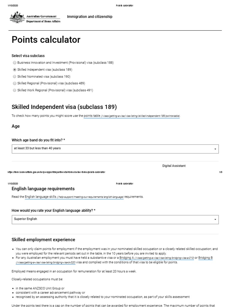 Skilled Visa Points Calculator Guide | PDF | Academic Degree | Doctorate