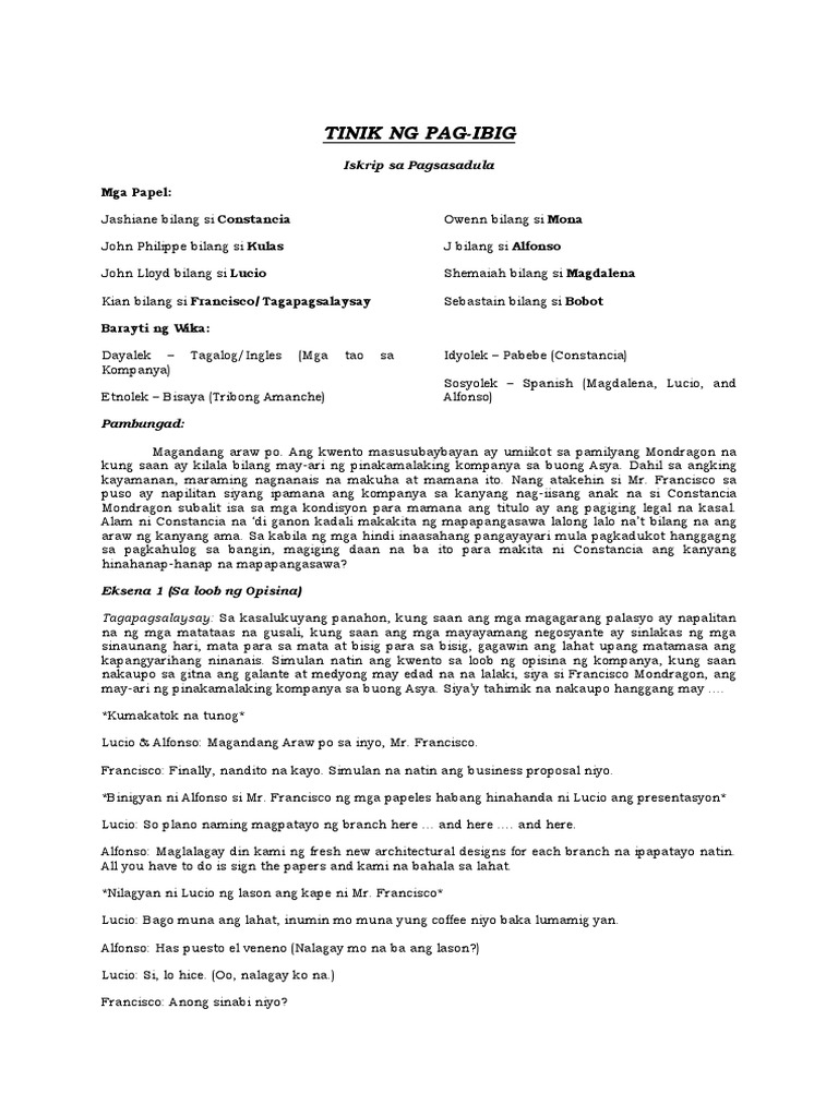 Iskrip Sa Pagsasadula 2 | PDF