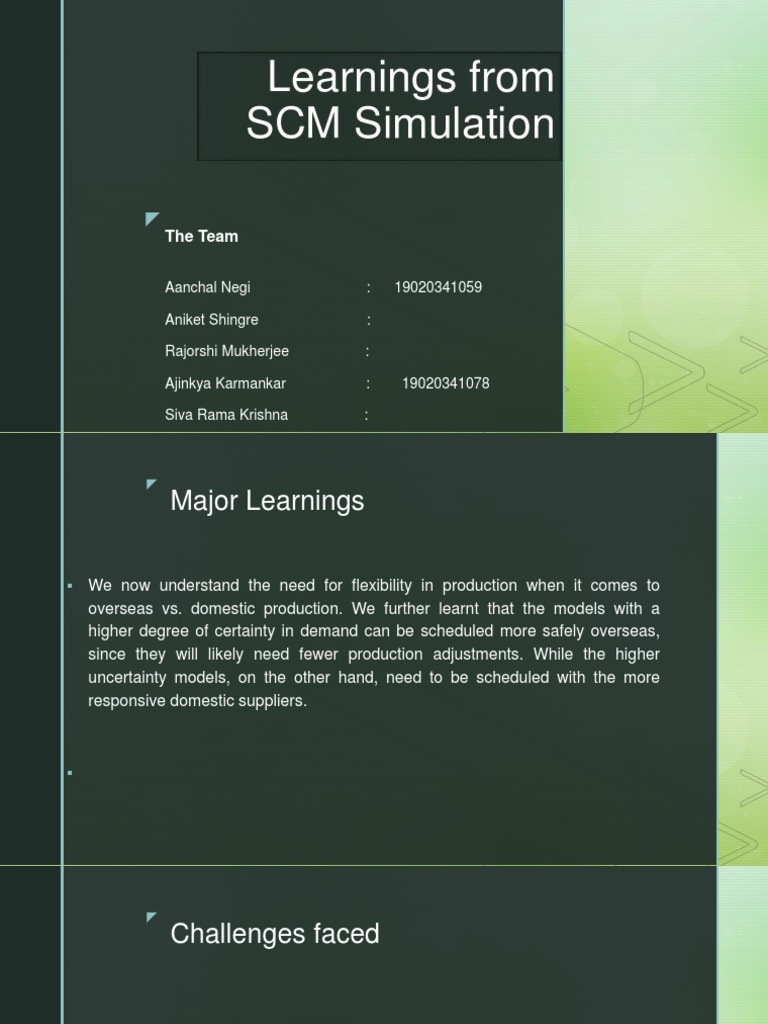 SCM Simulation Insights and Strategies | PDF