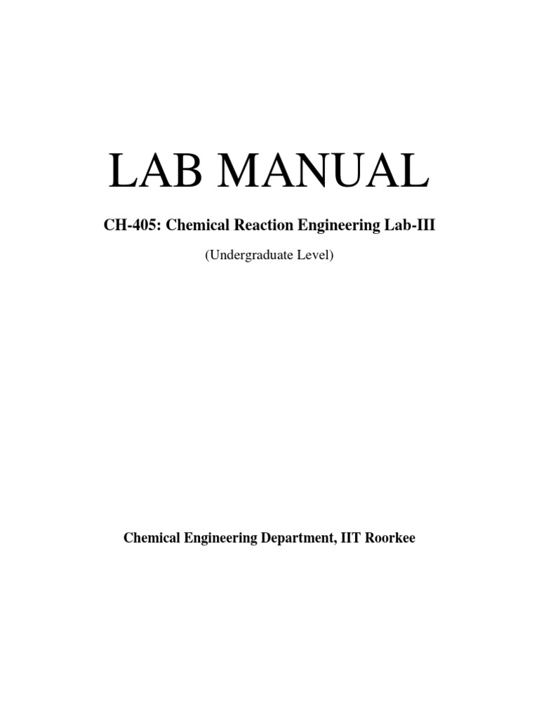 Lab Manual (Cre) | PDF | Chemical Reactor | Reaction Rate