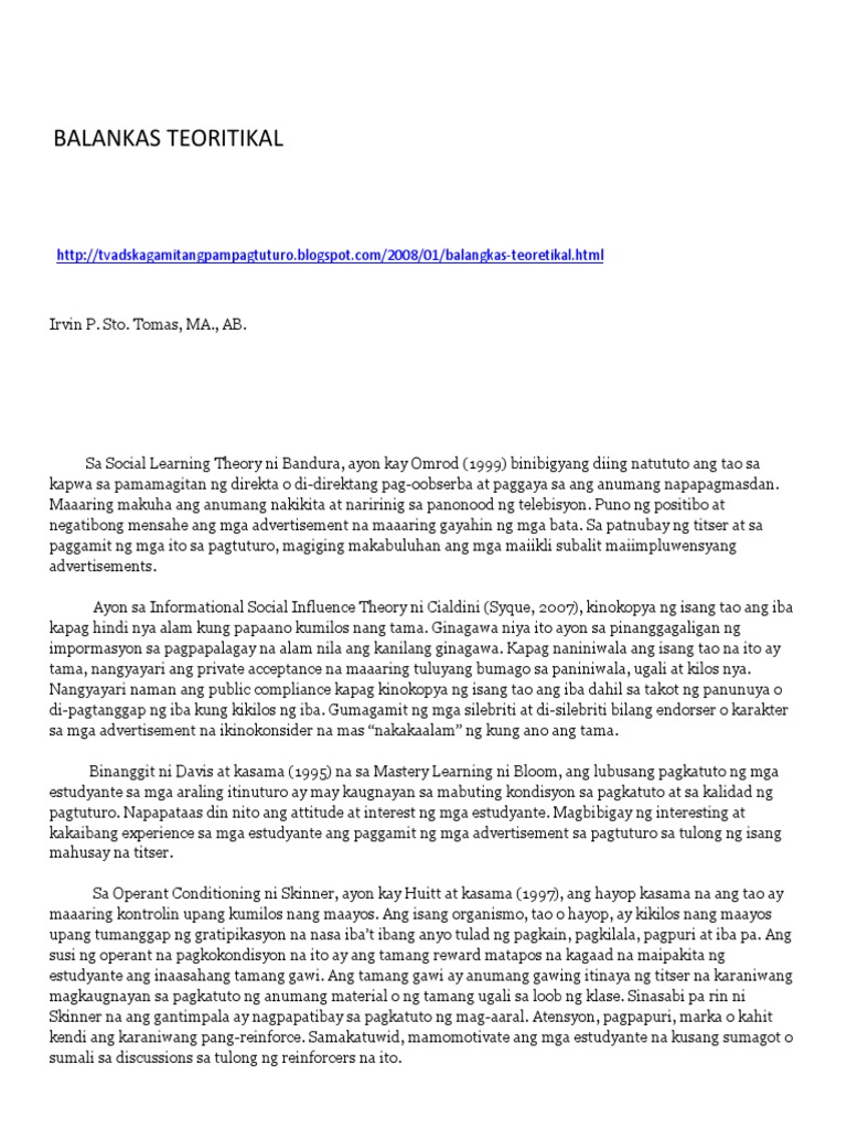 Balangkas Teoritikal | PDF