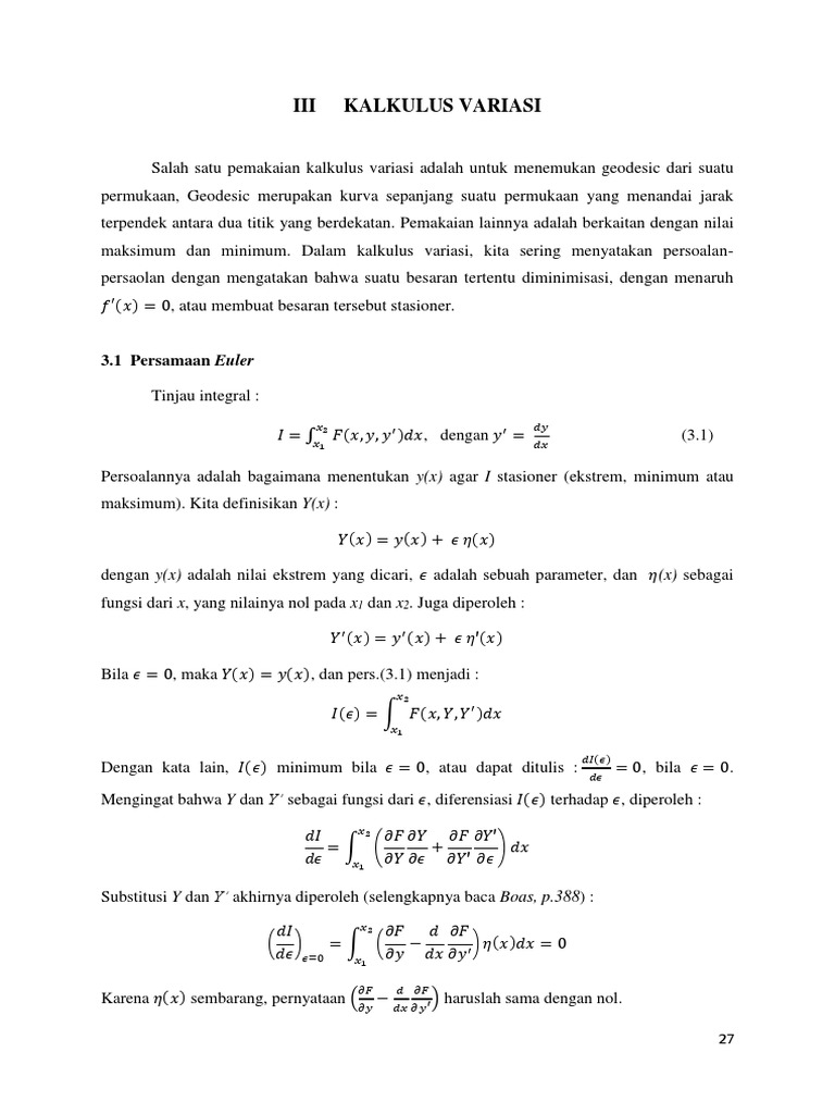 Persamaan Euler-Lagrange dalam Kalkulus Variasi | PDF