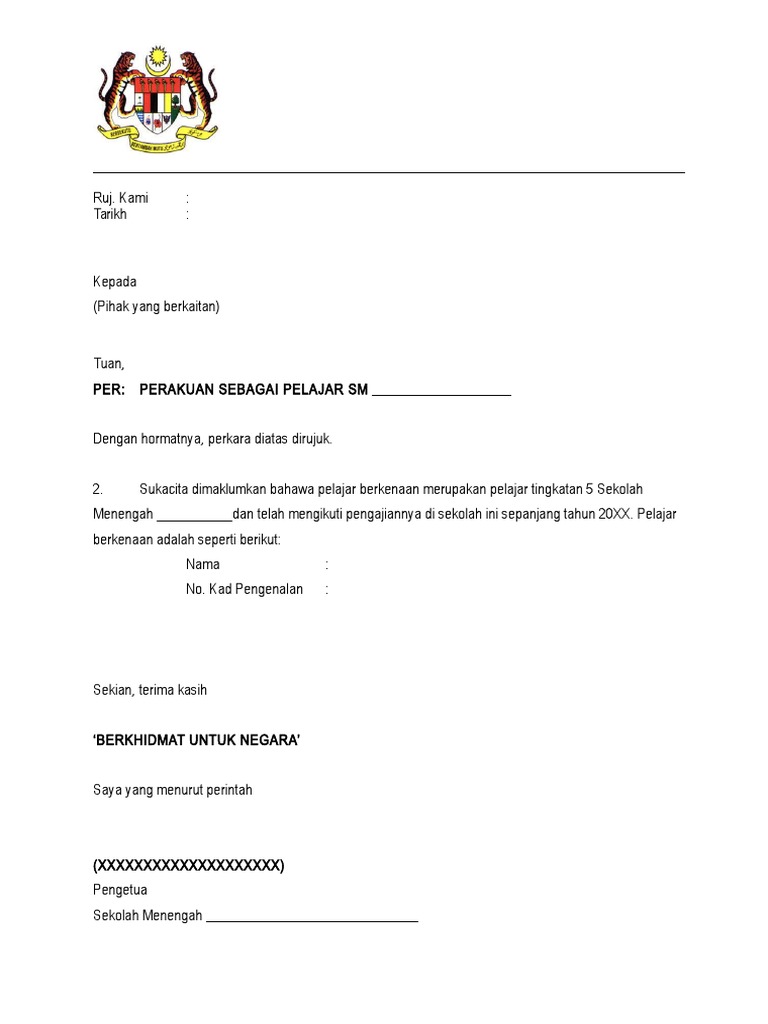Surat Perakuan Pelajar | PDF