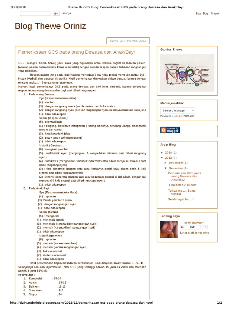 Thewe Oriniz's Blog - Pemeriksaan GCS Pada Orang Dewasa Dan Anak - Bayi ...