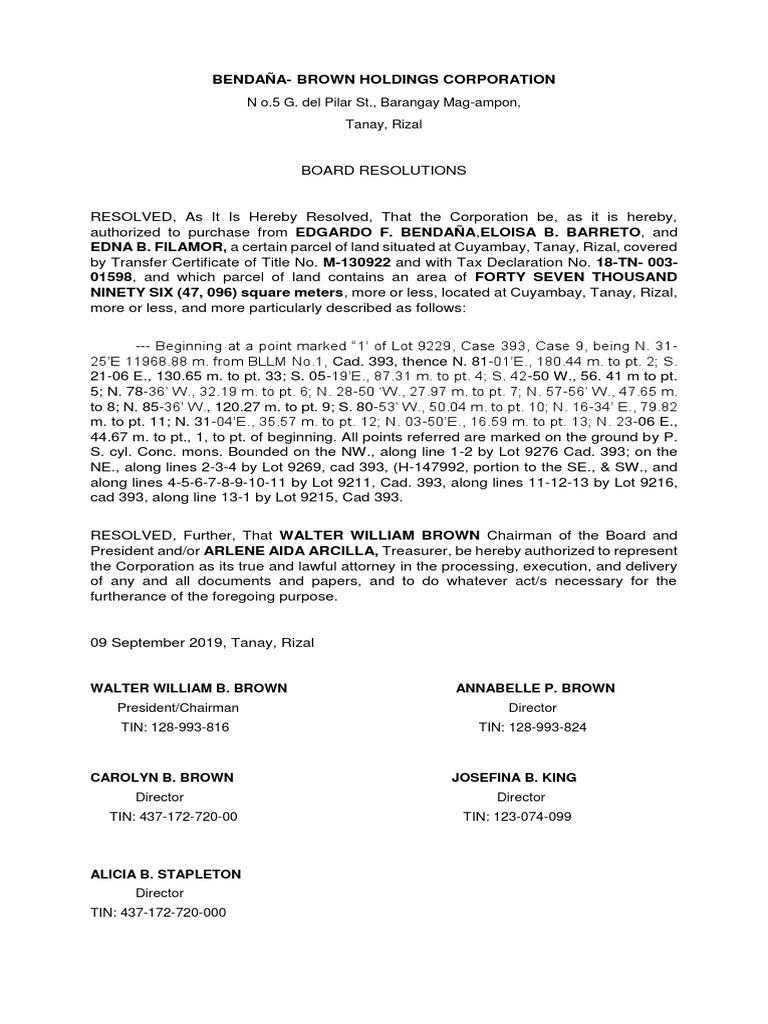 Board Resolution Sample | PDF | Government