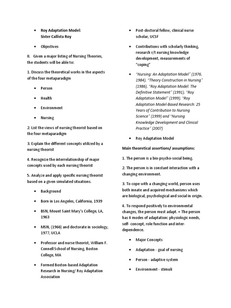 Roy Adaptation Model | PDF | Behavior | Self