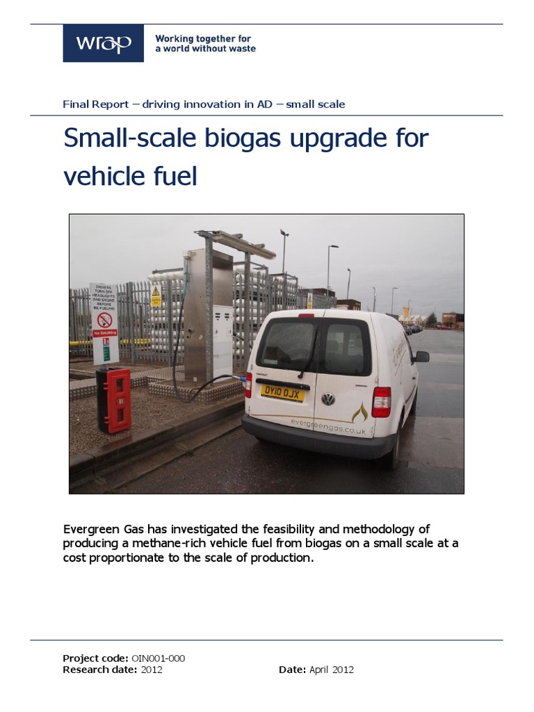 Small-Scale Biogas Upgrade For Vehicle Fuel PDF | PDF | Biogas ...