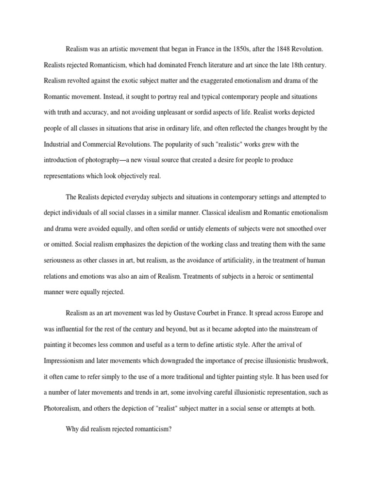History of Realism | Download Free PDF | Realism (Arts) | Visual Arts ...