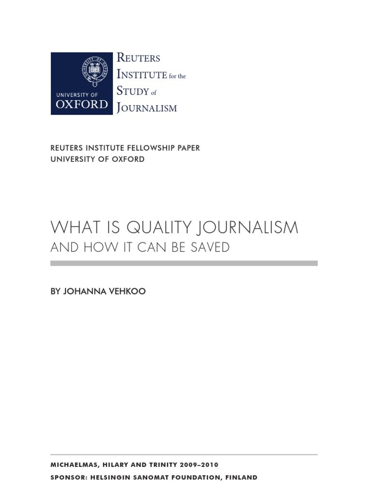 What Is Quality Journalism and How Can It Be Saved. | Download Free PDF ...