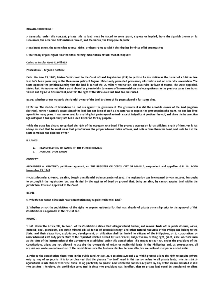 Lands-Classification of Lands of Public Domain | PDF | Leasehold Estate ...