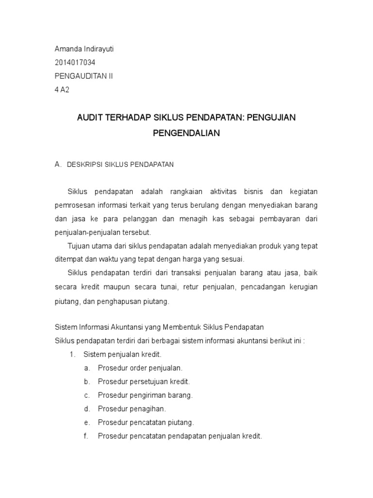 Audit Siklus Pendapatan dan Pengendalian | PDF