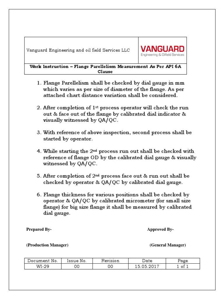 API 6A Tables For Flange Face Parallelism | PDF