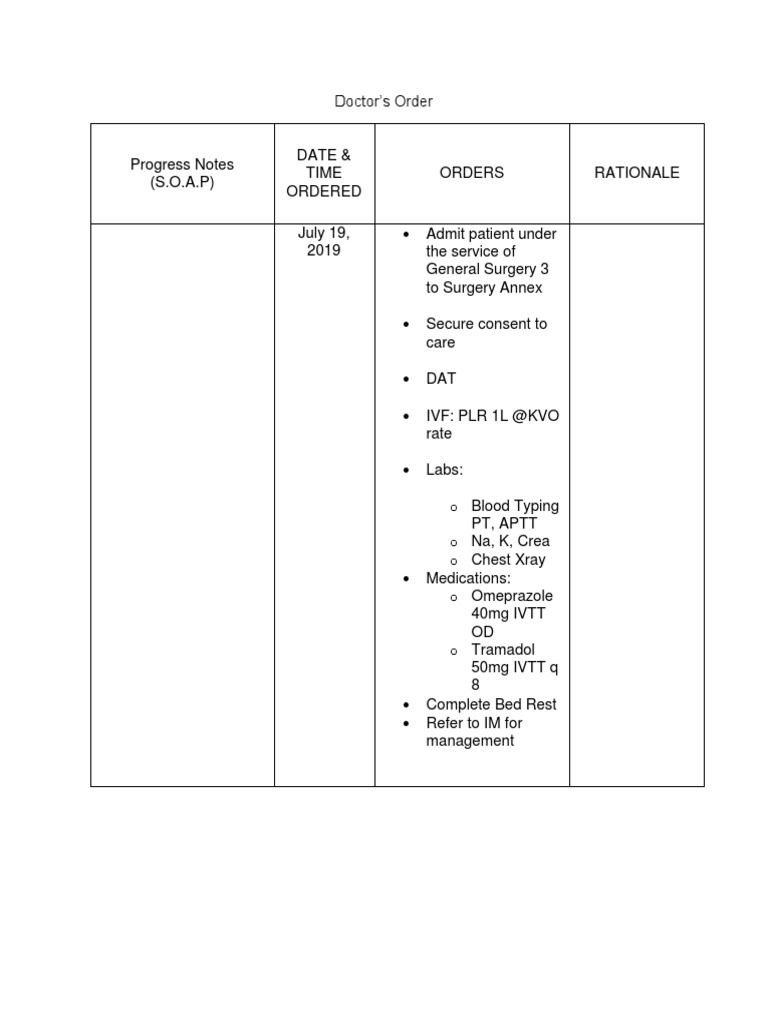 Doctor's Order Sample | PDF