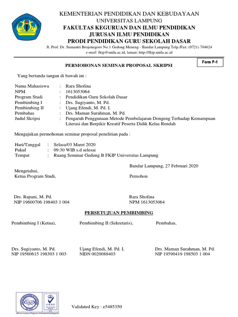 Seminar Proposal Skripsi PGSD Unila | PDF