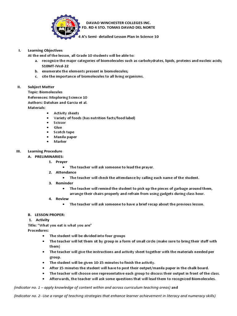 4a' S Semi Detailed Lesson Plan | PDF