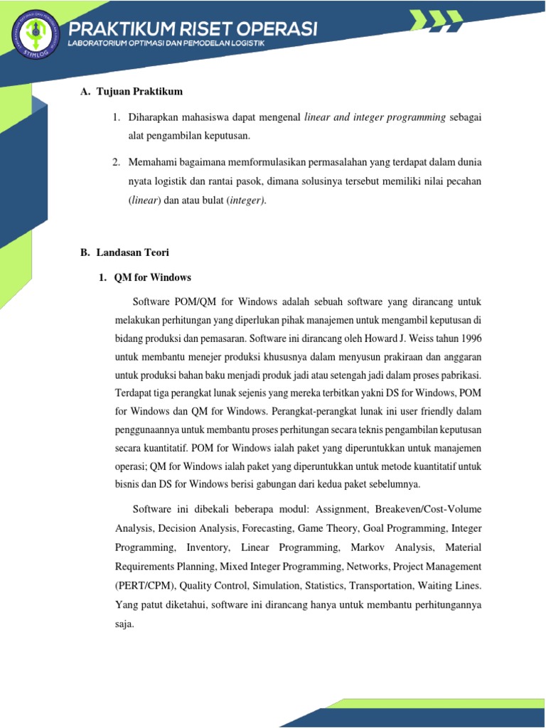 Modul 1 Linear & Integer Programming | PDF