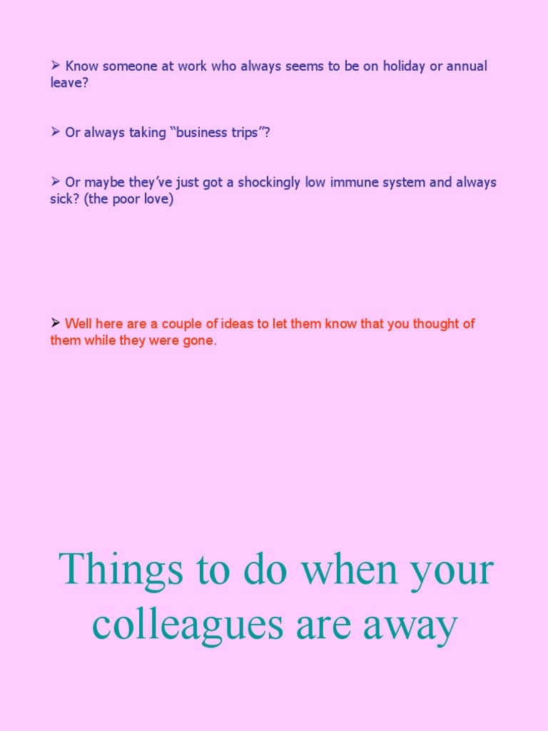 Thoughtful Gestures for Colleagues Away | PDF