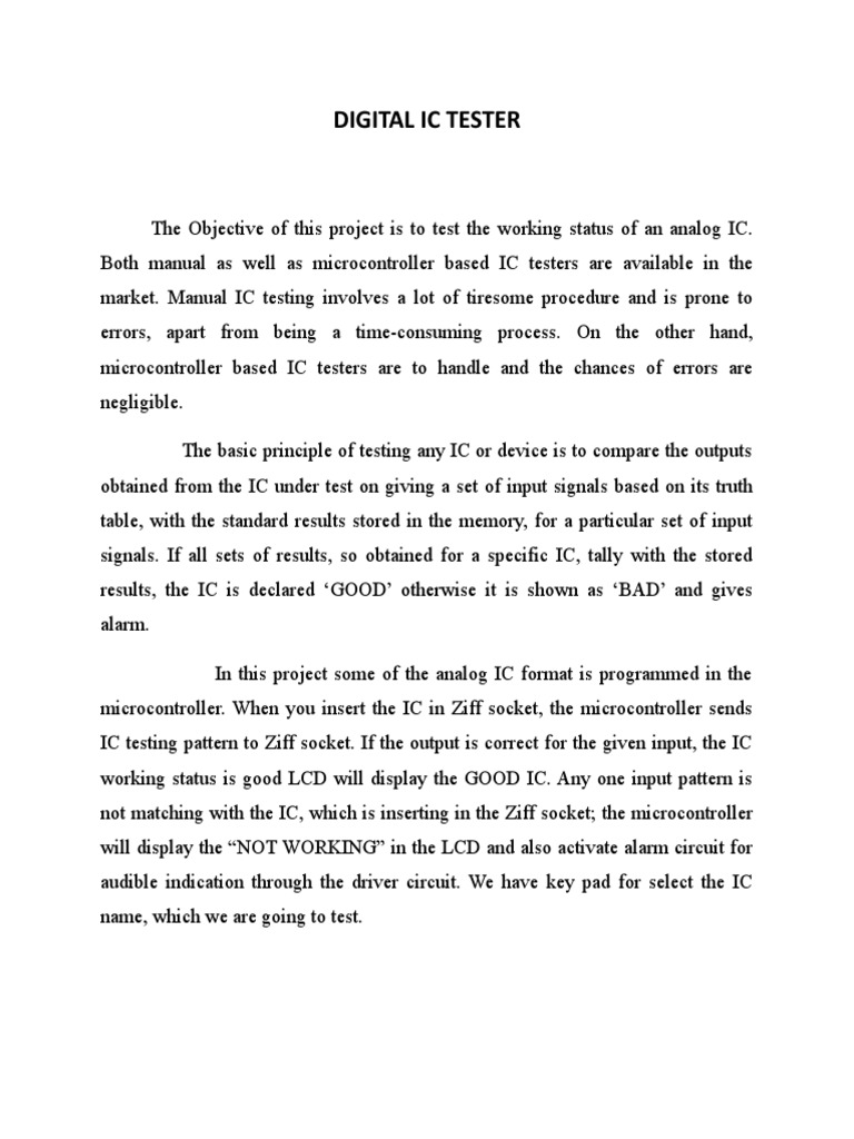 Microcontroller-Based Digital IC Tester | PDF