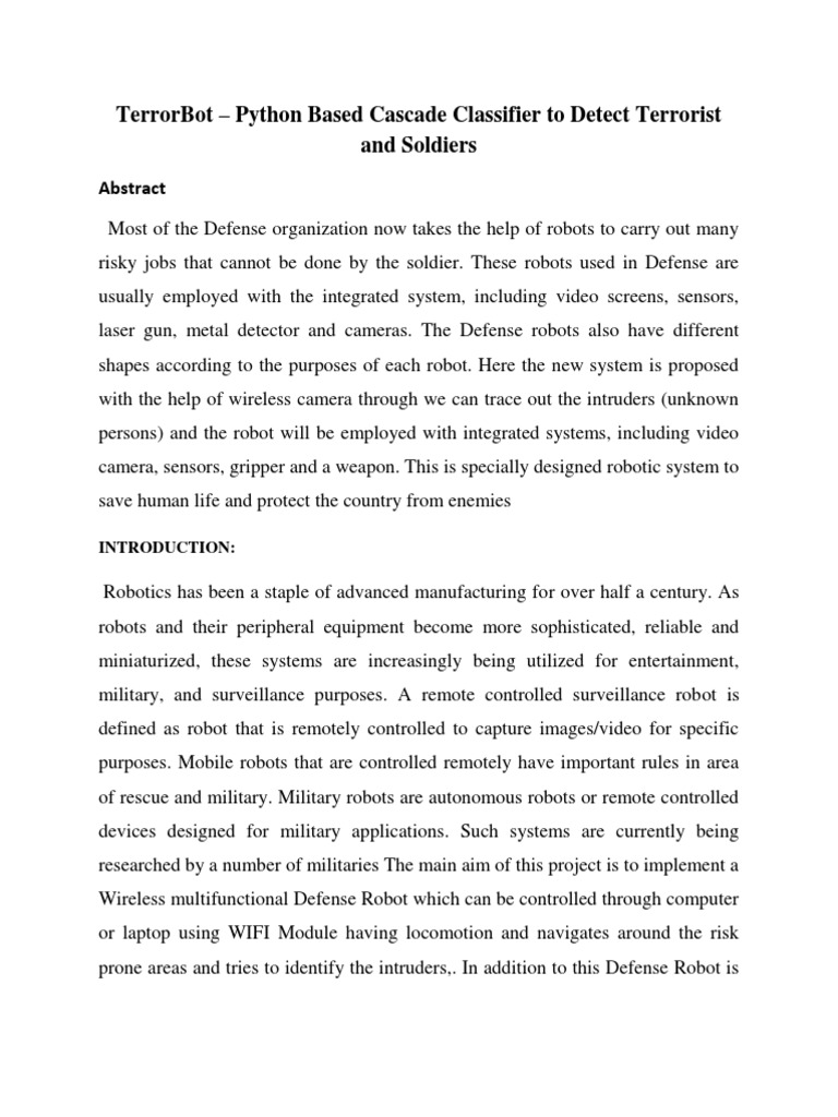 TerrorBot: AI Defense Robot System | PDF