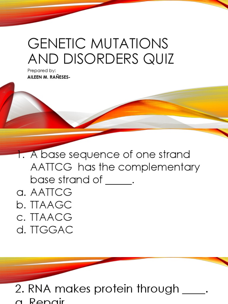 Genetic Mutations and Disorders QUIZ | PDF
