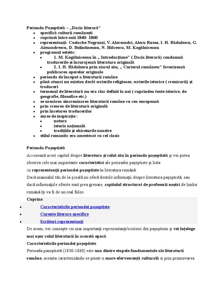 Perioada Paşoptistă | PDF