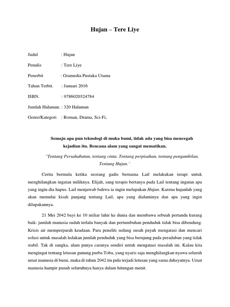 Review Buku Hujan-Tere Liye | PDF