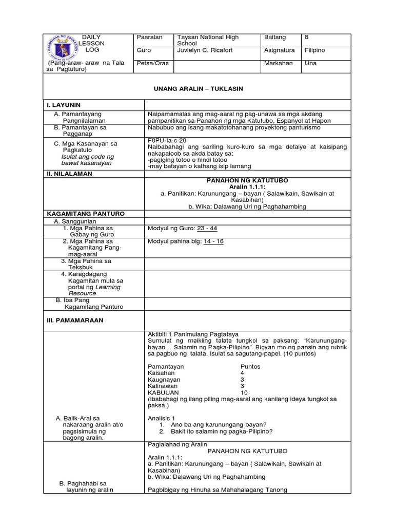 Aralin 1.1 1st Grading | PDF