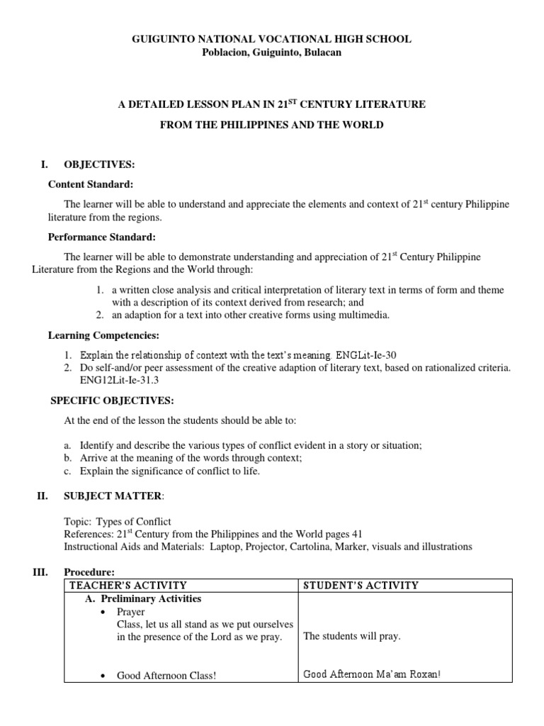 Guiguinto National Vocational High School Lesson Plan | PDF