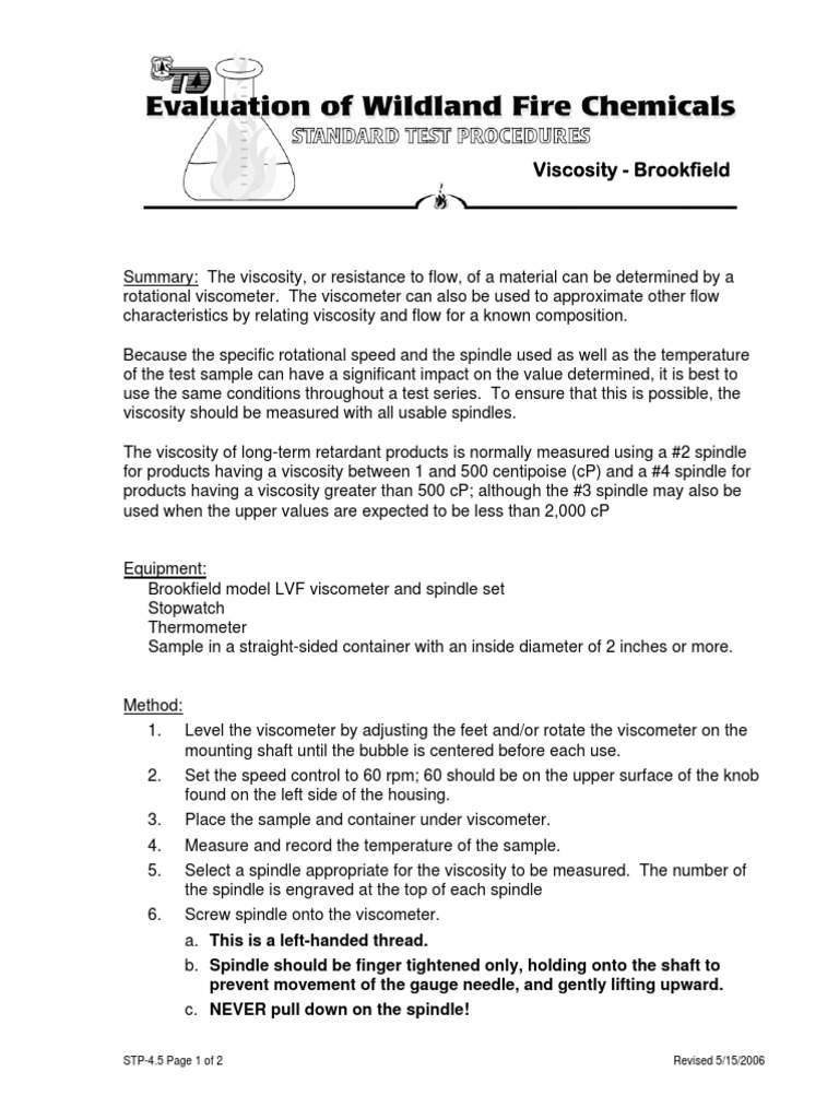 Brookfield Viscometer Viscosity Method | PDF