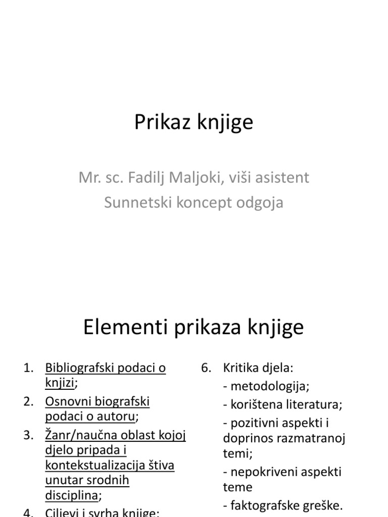 Kako Uraditi Prikaz Knjige | PDF