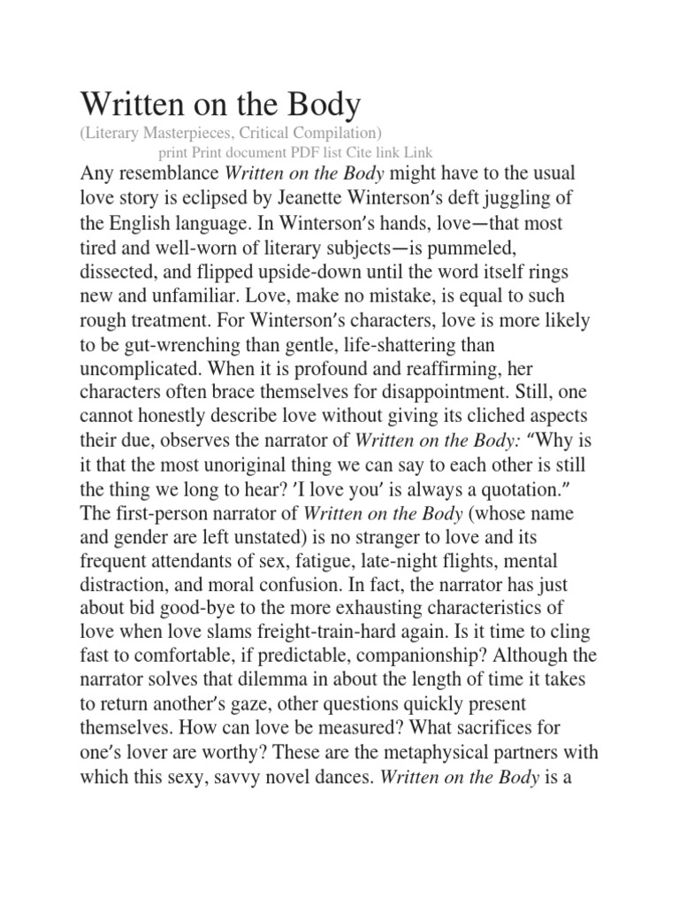 Written On The Body | PDF