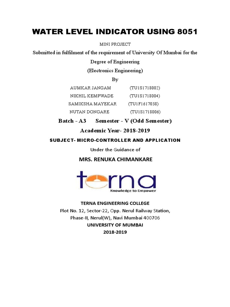 Water Level Indicator Using 8051 | PDF