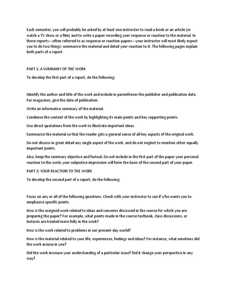 How To Write Reaction Paper Pdf