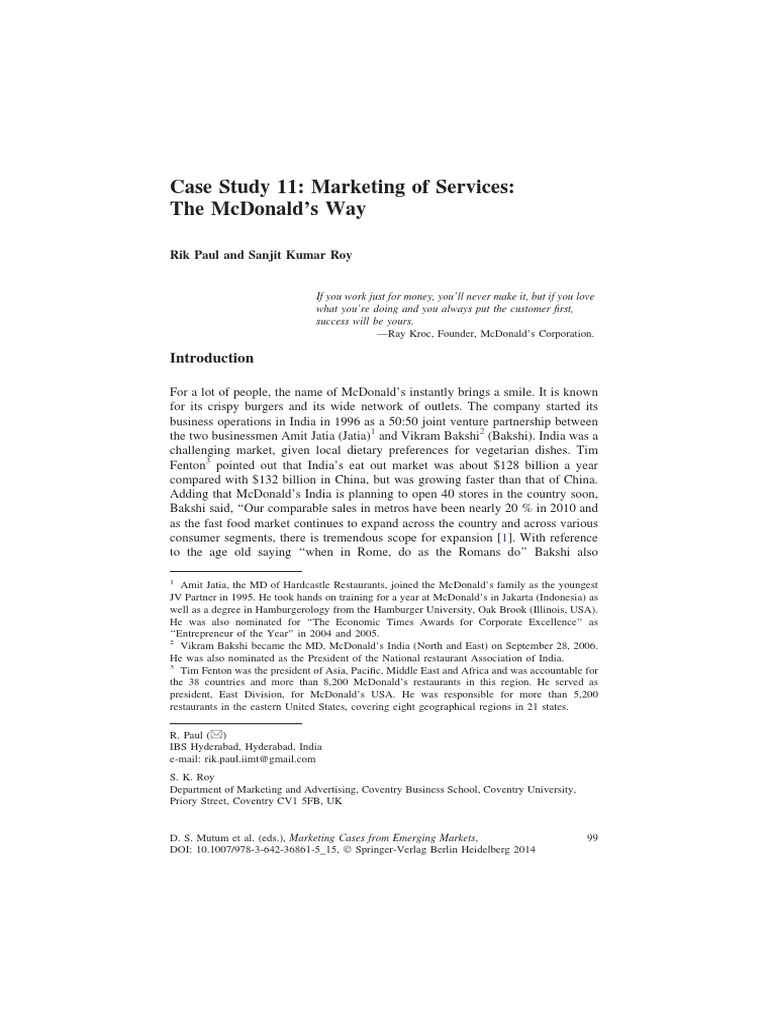 Case Study 11 Marketing of Services The | PDF