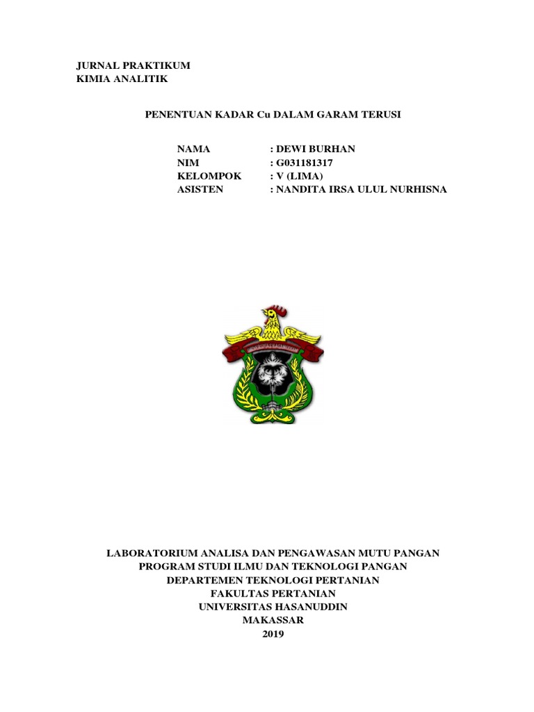 Kadar Cu dalam Garam Terusi Analisis Gravimetri | PDF