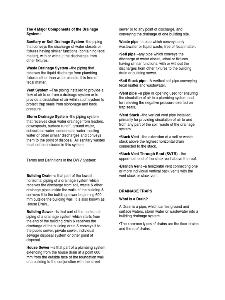 The 4 Major Components of The Drainage System | PDF