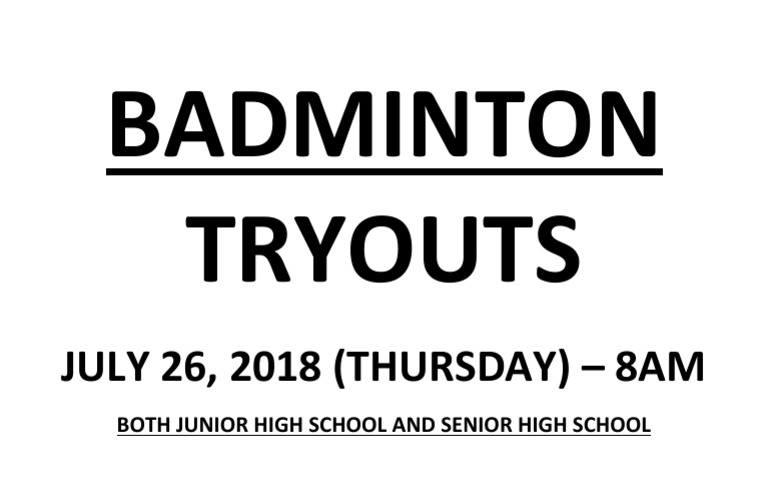 Badminton Tryouts | PDF