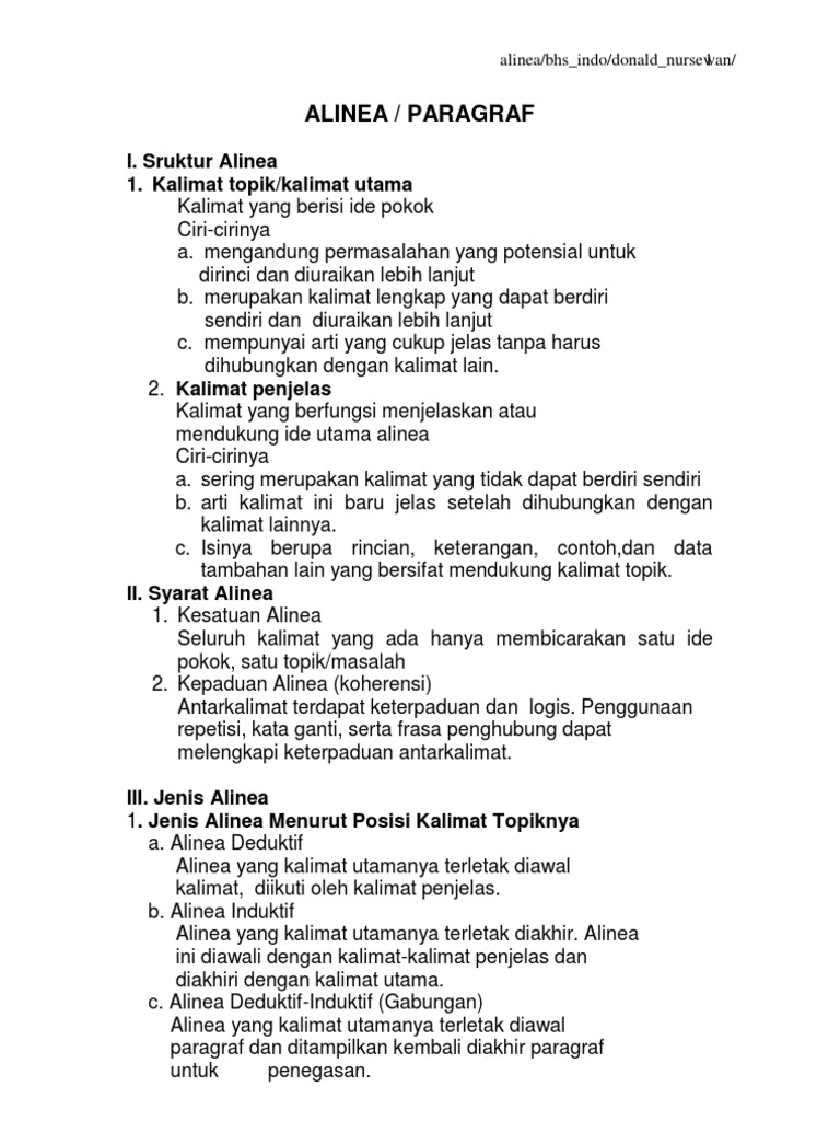 Panduan Lengkap Struktur dan Jenis Alinea | PDF