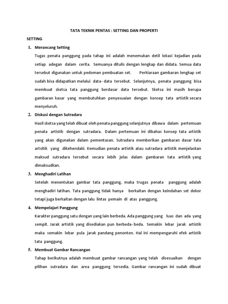 Tata Teknik Pentas PDF | PDF