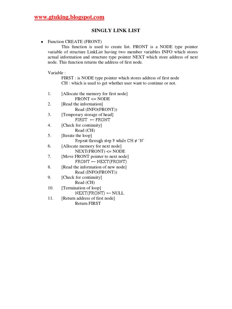 Singly Link List Pdf Pointer Computer Programming Queue Abstract Data Type