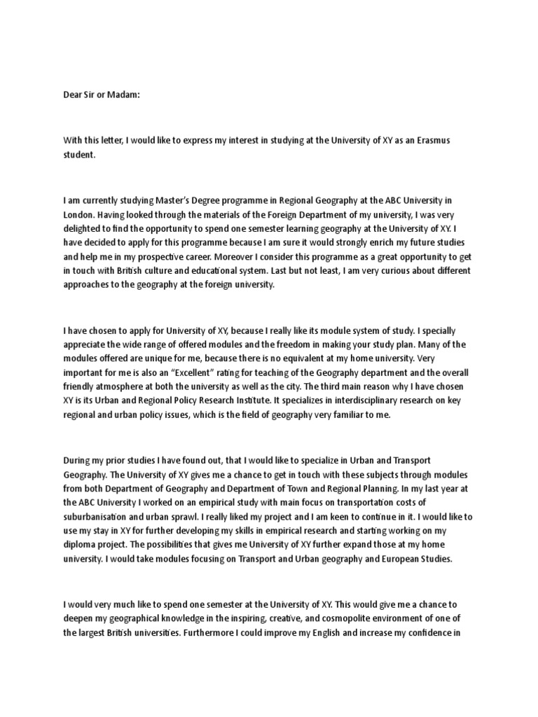 Motivation Letter Example 1 | PDF