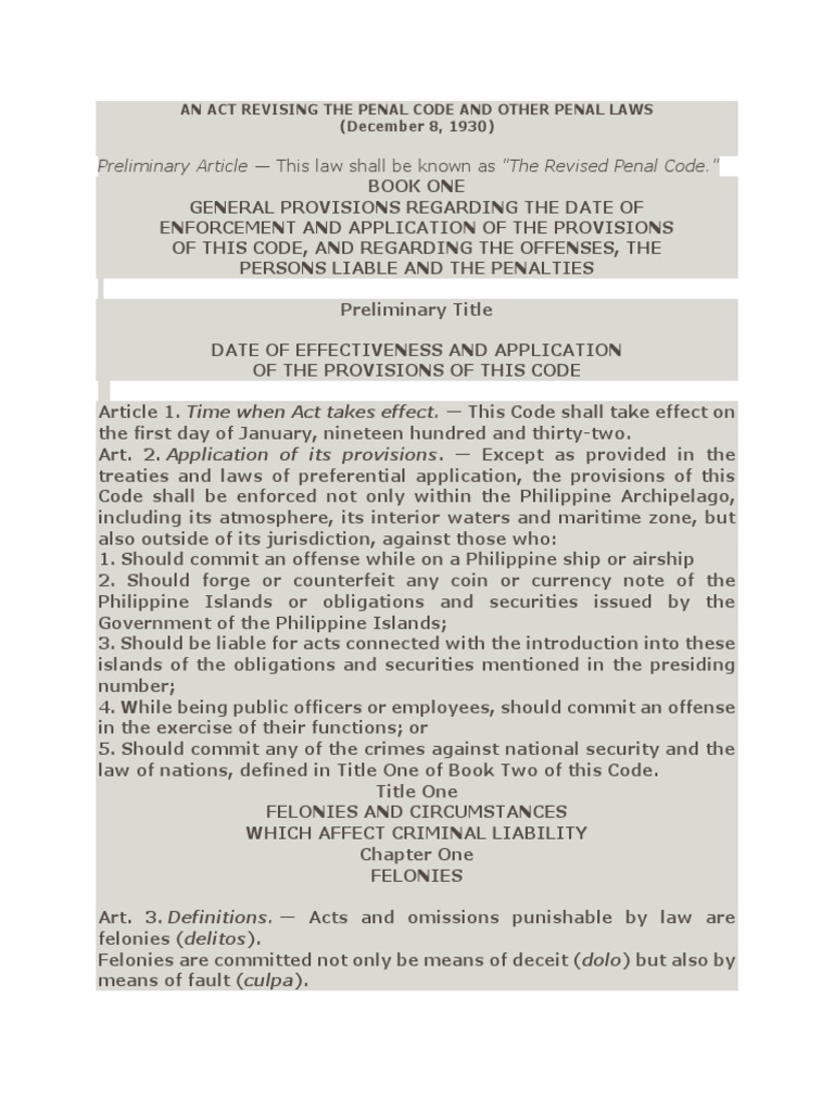 Revised Penal Code Overview | PDF